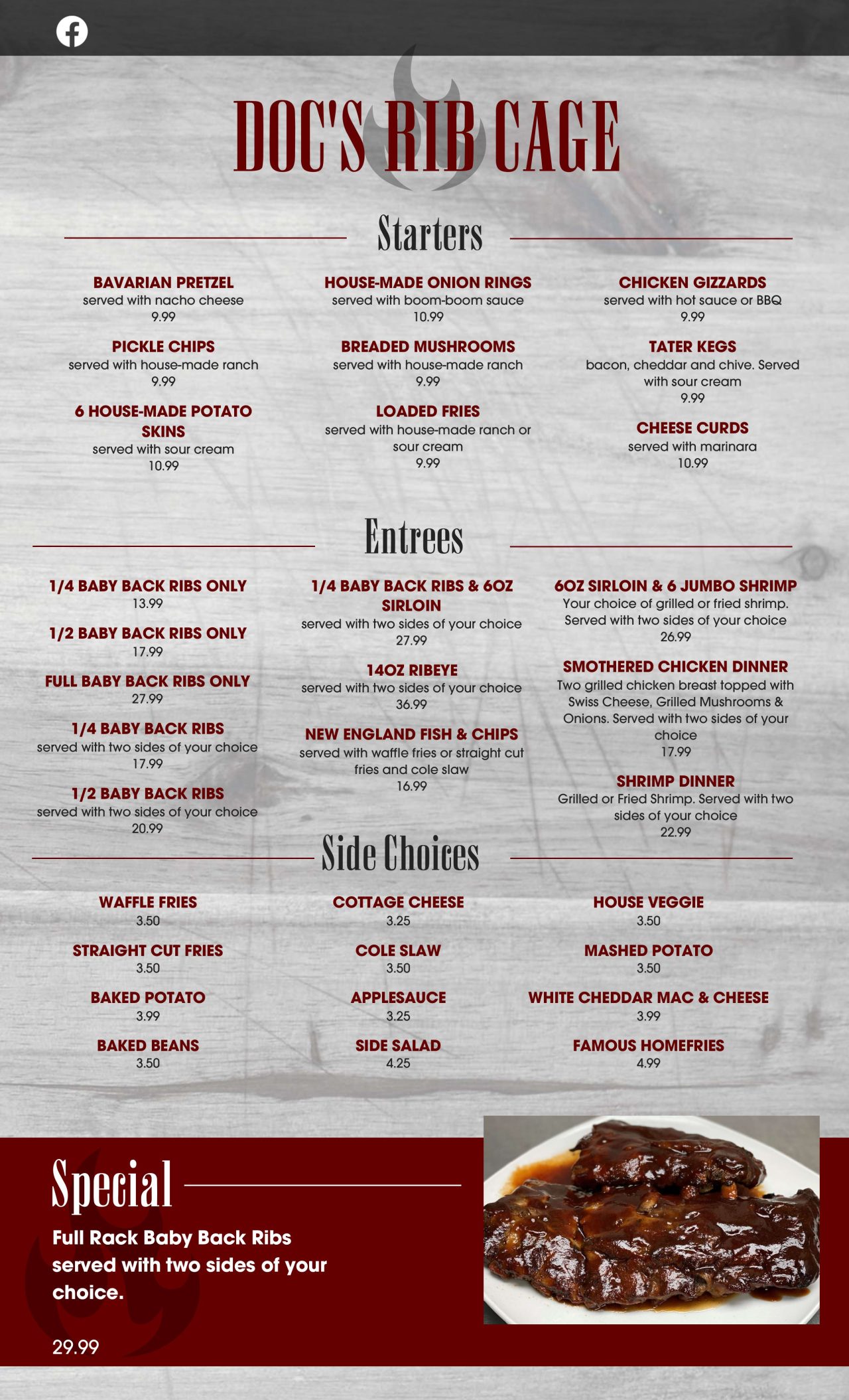Menu Card - Doc's Rib Cage